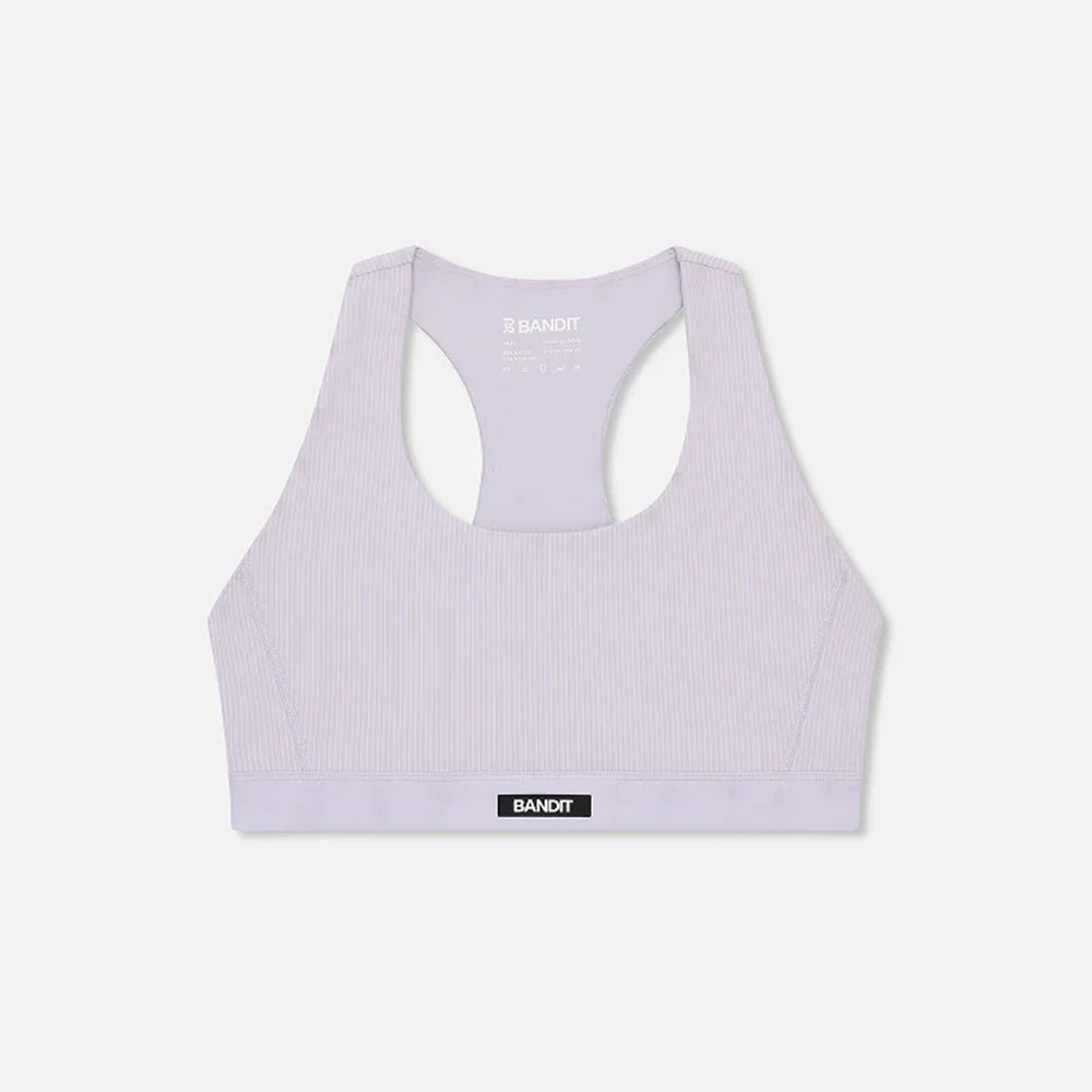 Bandit Running Striped Cadence Scoop Neck Run Bra - Light Thistle ...