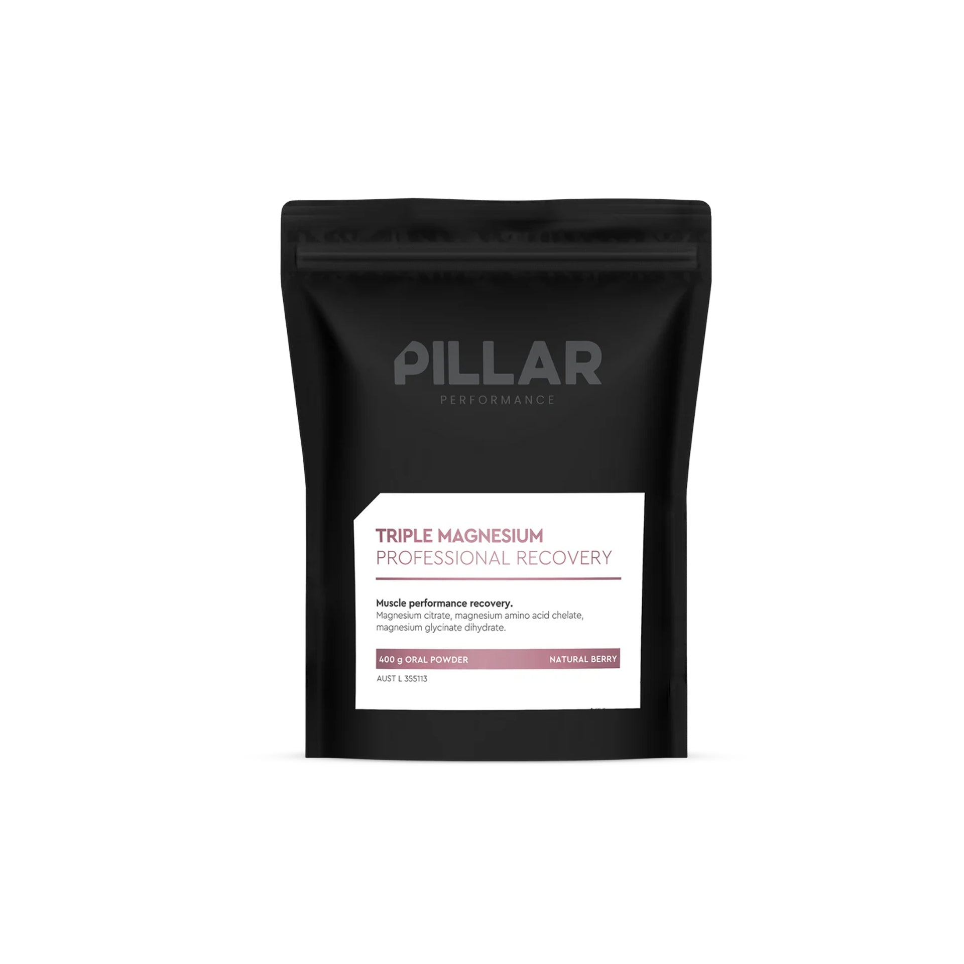 PILLAR Performance Triple Magnesium Powder Volume Pack 400g Pouch - Na ...